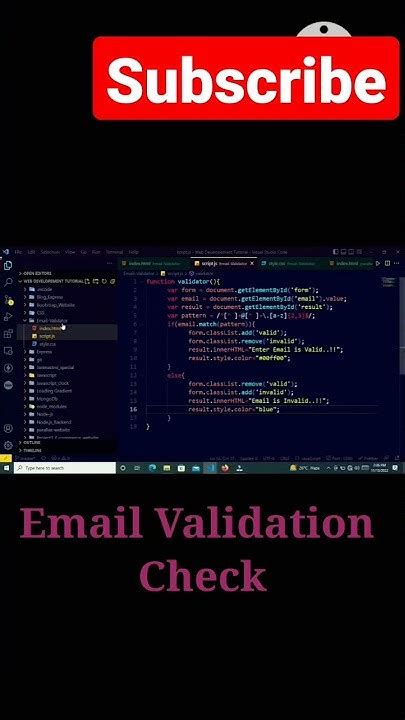 E Mail Validation Check Htmlcss Youtube