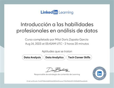 mitzi doris zapata garcía en linkedin certificate of completion