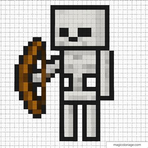 Minecraft Testa Di Scheletro Pixel Art
