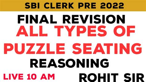 All Types Of Puzzle Seating Arrangement For Sbi Clerk Pre 2022 Rohit Sir Guidely Youtube