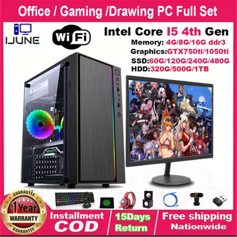 Desktop Computer Set Pc Full Set Gaming Pc Full Set Gaming Pc Set Gaming Core I5 4th Gen Quad
