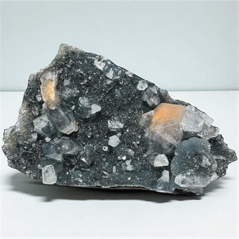Druzy Black Chalcedony With Apophyllite And Peach Stilbite Specimen