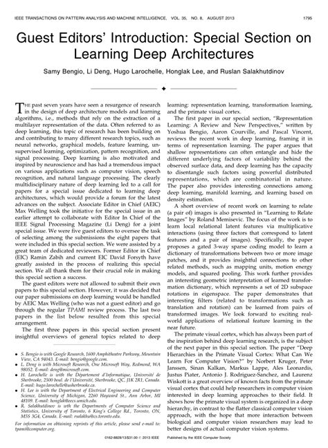 Pdf Guest Editors Introduction Special Section On Learning Deep Architectures