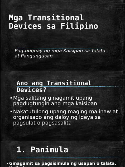 Mga Transitional Devices Sa Filipino Pdf