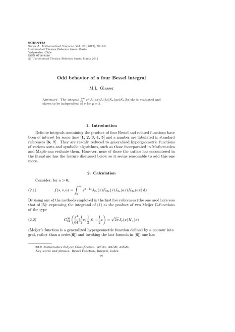 Pdf An Infinite Integral Of Four Bessel Functions