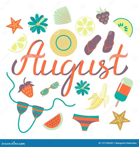 August Summer Clipart