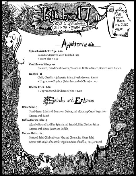 Kitchen 17 Restaurant Menu Kitchen 17