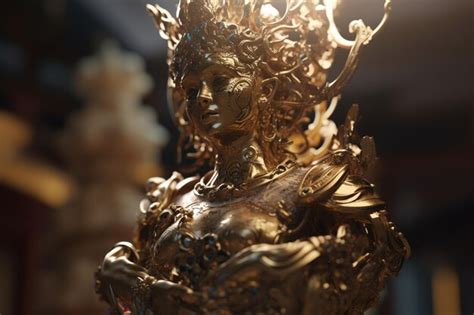 Premium Ai Image A Gold Statue Of A Woman With A Crown And A Crown