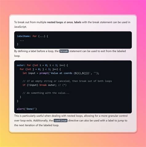how to break out from nested loops in javascript abbas roholamin posted on the topic linkedin