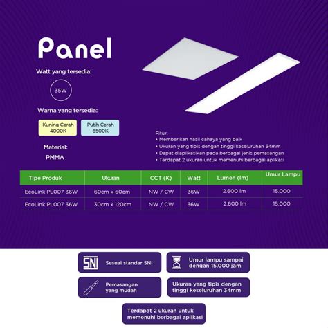 Jual Lampu Led Panel Kotak Watt X Cm Led Ecolink Putih Kuning Garansi Tahun Shopee