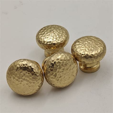 Unlacquered Solid Brass Cabinet Knobs Hammered Brass Knobs Cabinet