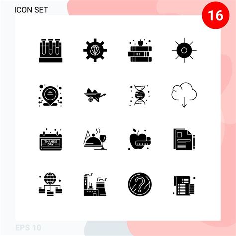 Set Of 16 Vector Solid Glyphs On Grid For Address Science Programming Lab Apple Editable Vector