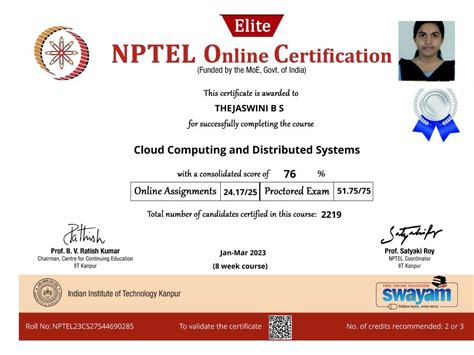 Thejaswini B S On Linkedin Silvermedal Nptel Certificate India Certificateofcompletion
