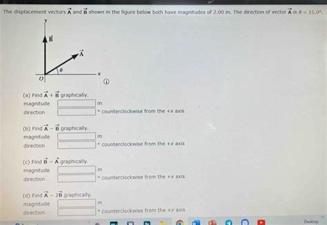 Solved The Displacement Vectors Vector A And Vector B Shown In The Figure Below Both Have