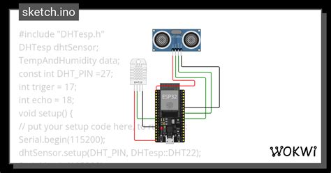 Dht Sensor With Ultrasonic Integerated Wokwi Esp32 Stm32 Arduino