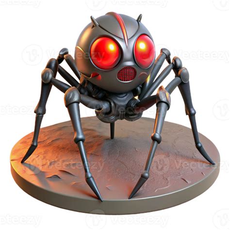 Vibrant Abstract A Menacing Spider Like Robot With Sharp Metallic Legs And Glowing Red Eyes