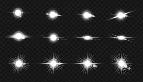 Premium Psd Realistic Lens Flare Set With Sparkle Light Explosion