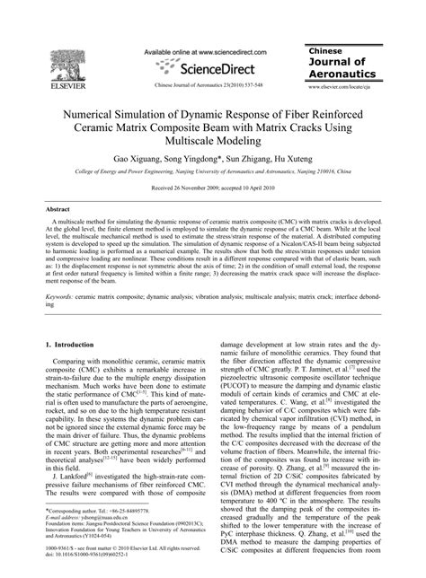 Pdf Numerical Simulation Of Dynamic Response Of Fiber Reinforced Ceramic Matrix Composite Beam
