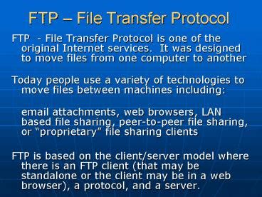 FTP File Transfer Protocol Presentation Free To View