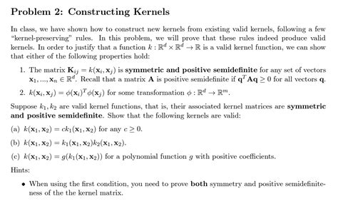 Solved Problem 2 Constructing Kernels In Class We Have