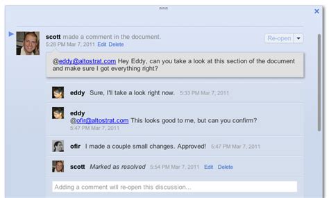 Discussions And Email Replies For Google Docs Comments