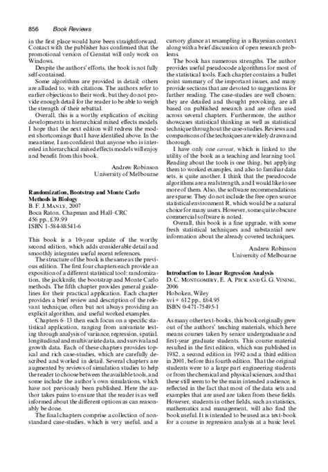 Pdf Randomization Bootstrap And Monte Carlo Methods In Biology