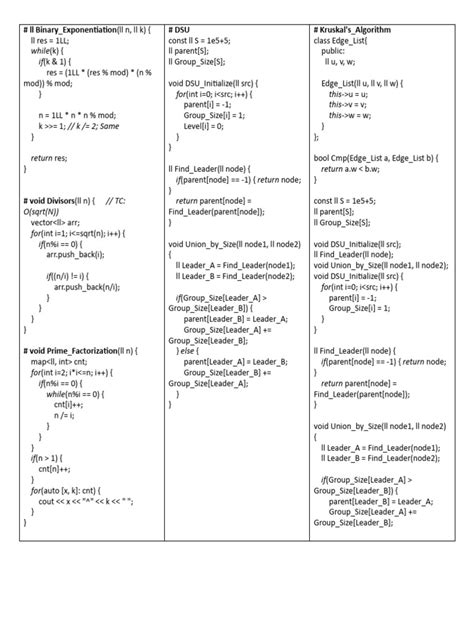 While If Ll Binary Exponentiation Dsu Kruskals Algorithm