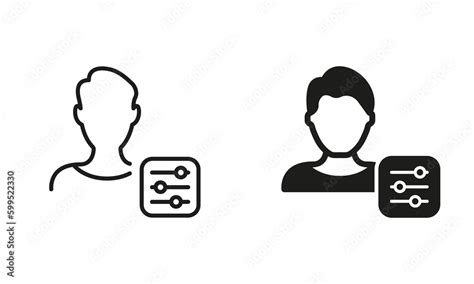 Account Settings Line And Silhouette Icon Set Profile User Settings Black Pictogram Control