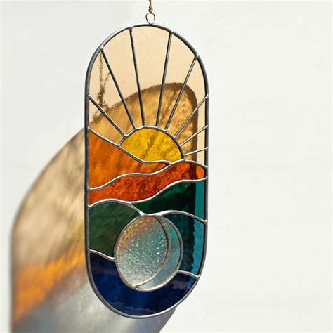 Stained Glass Sun Moon Suncatcher Etsy