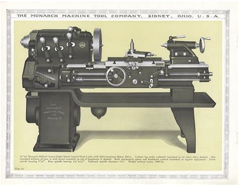 Photo Index Monarch Machine Tool Co Model Aa