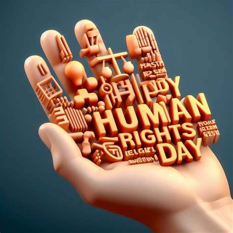Premium Ai Image 3d Text Happy Human Rights Day With Of Human Hand Sign