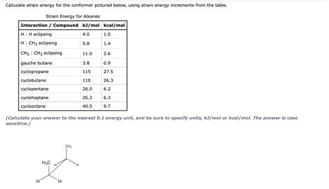 Solved Calculate Strain Energy For The Conformer Pictured