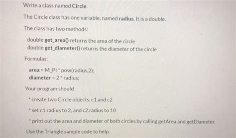 Solved Write A Class Named Circle The Circle Class Has One