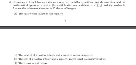 Solved Express Each Of The Following Statements Using Only
