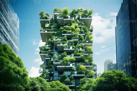 Sustainable Green Building In Modern City Green Architecture Eco