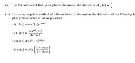 Solved A Use The Method Of First Principles To Determine Chegg