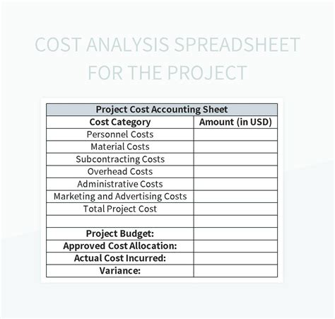 Free Project Cost Accounting Templates For Google Sheets And Microsoft Excel Slidesdocs