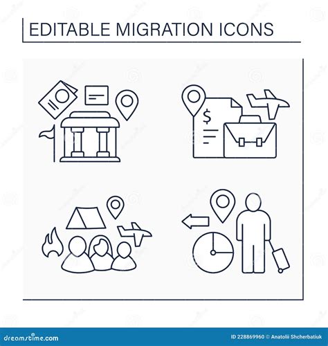 Migration Line Icons Set Stock Vector Illustration Of Iraq 228869960