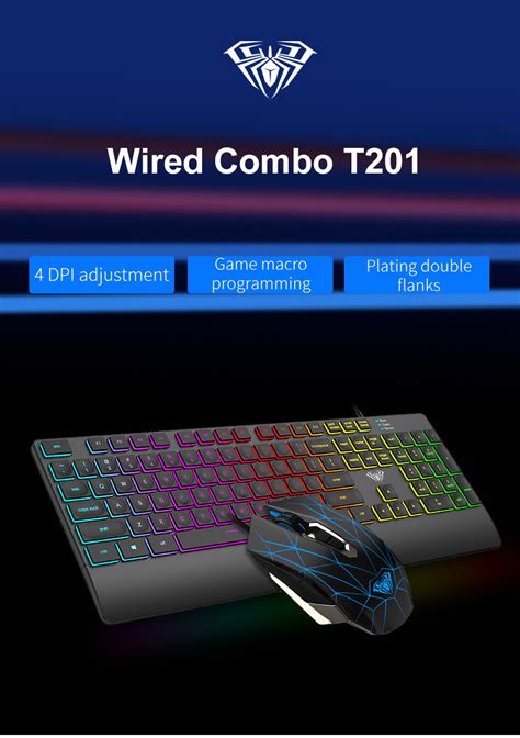AULA T201 Wired Membrane Gaming Keyboard And Mouse Combo Computers And Accessories