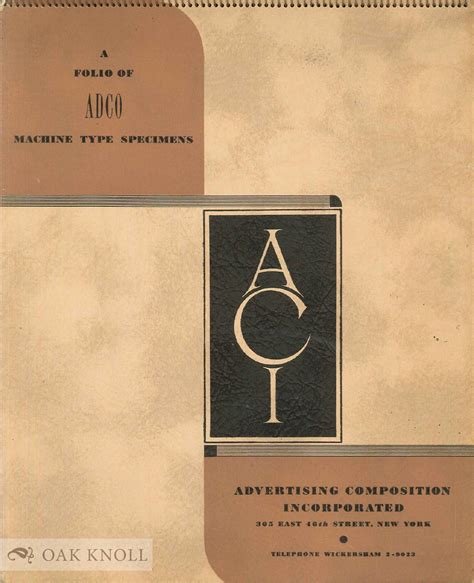 A Folio Of Adco Machine Type Specimens