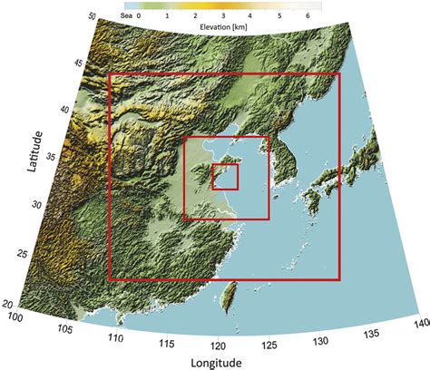Wrf Domain Used In This Case Study Three Red Boxes Represent A Triple