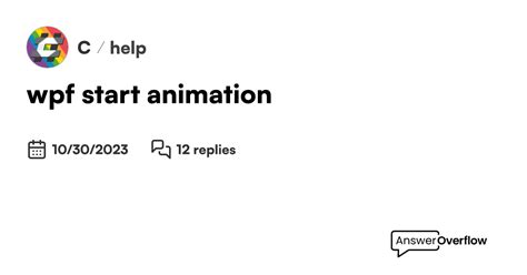 Wpf Start Animation C