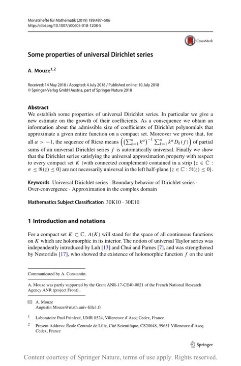 Some Properties Of Universal Dirichlet Series Request Pdf