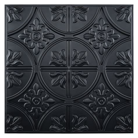 Decorative Drop Ceiling Tile 2x2 Pack Glue Up Ceiling Panel Square Relief In Black