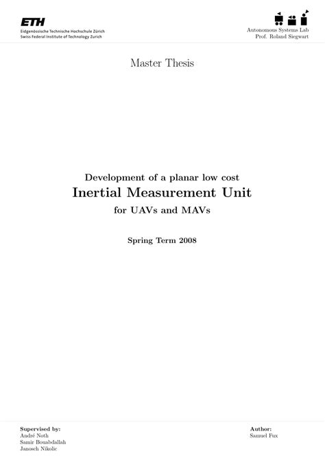 Pdf Development Of A Planar Low Cost Inertial Measurement Unit For Uavs And Mavs
