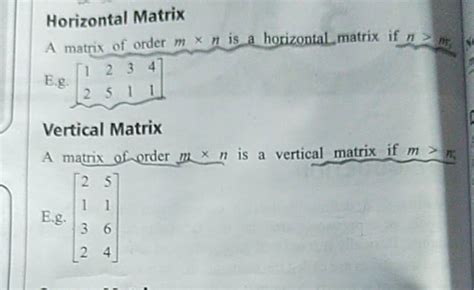 Horizontal Matrixa Matrix Of Order M×n Is A Horizontal Matrix If N N V