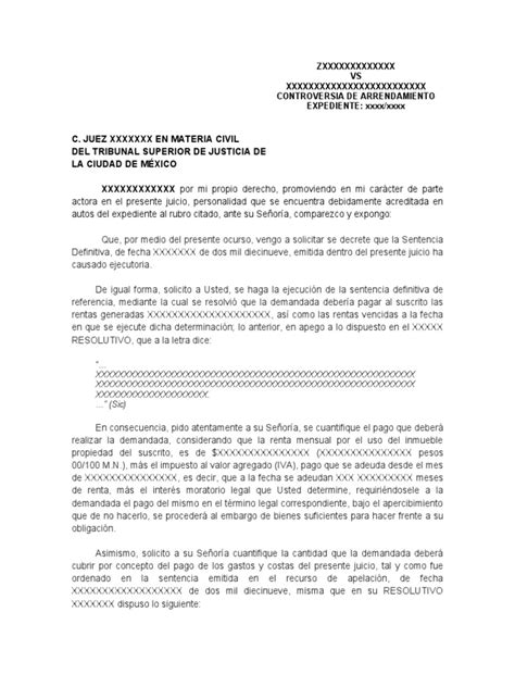 Solicitud Ejecución De Sentencia Pdf Sentencia Ley Información Del Gobierno