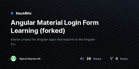 Angular Material Login Form Learning Forked StackBlitz