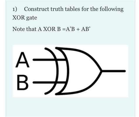 Solved Construct Truth Tables For The Following XOR Gate Chegg