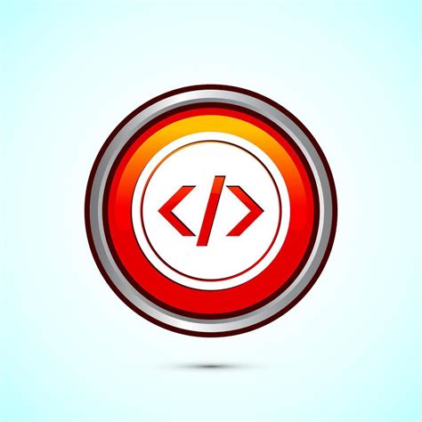 Coding Icon Design Illustration Web Development Icon Orange Color Round Button Design 55774926